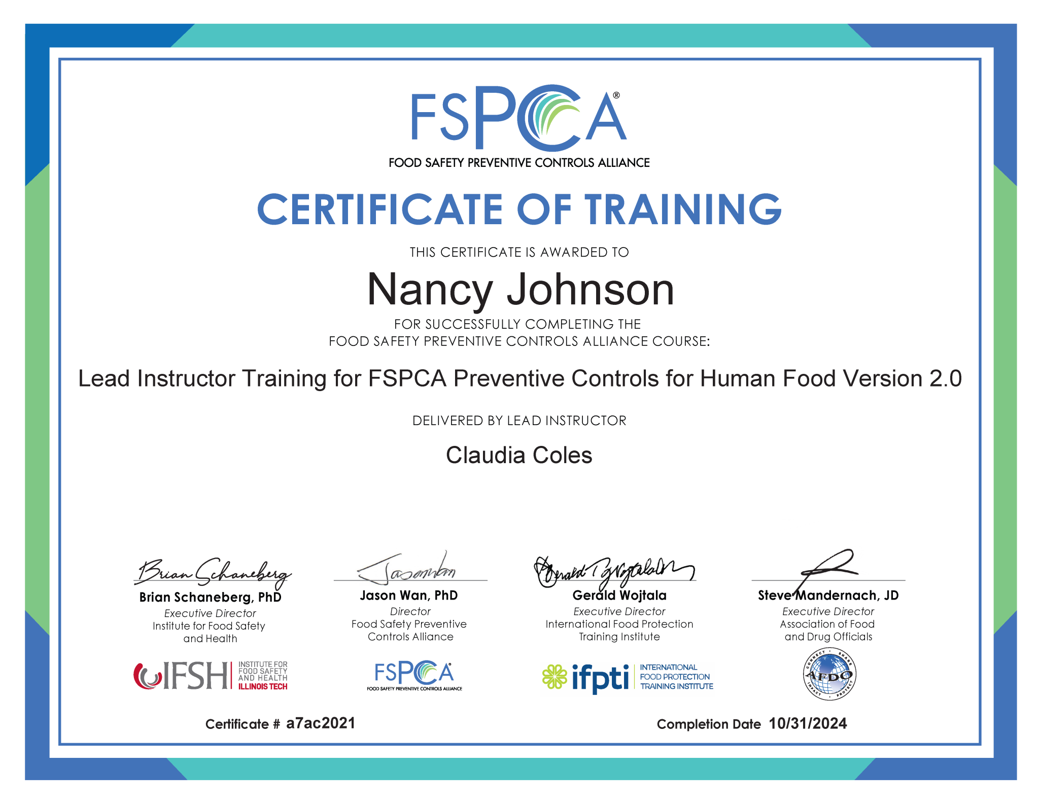Workshop – PCQI v2.0 – FSMA International